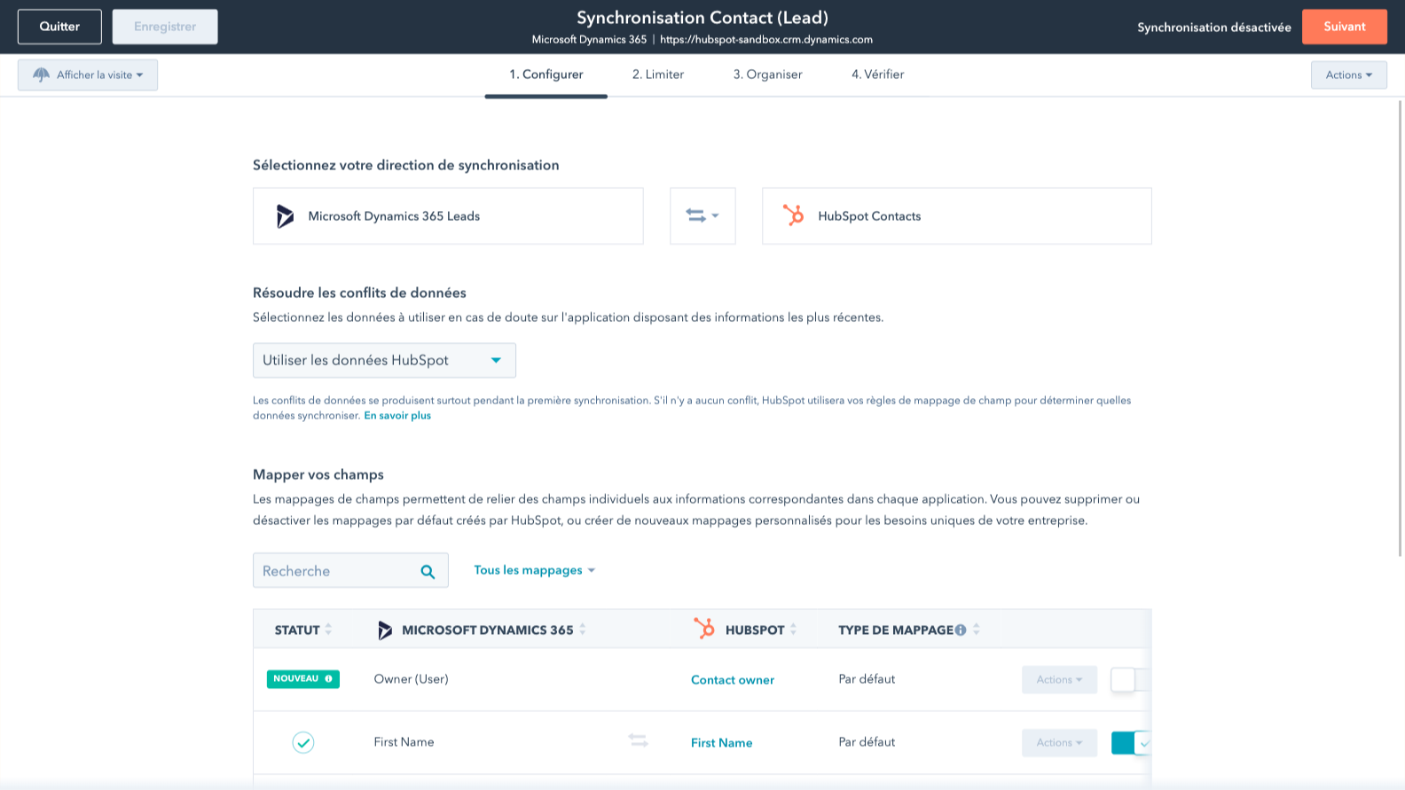 Intégration Microsoft Dynamics 365 pour HubSpot | Connecter cette intégration