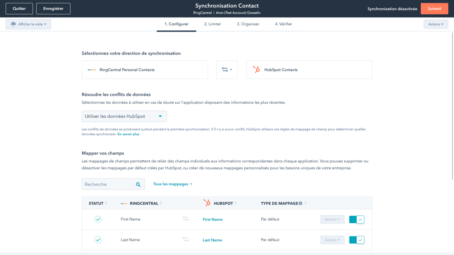 Intégration RingCentral Contact Sync pour HubSpot | Connecter cette intégration